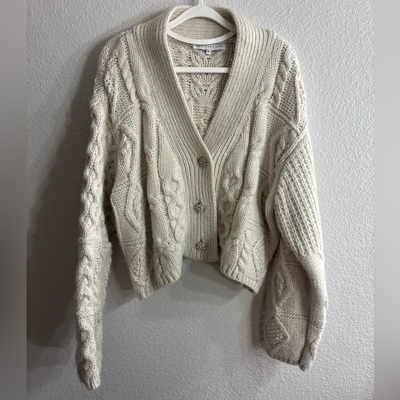 Endless Rose | Sweaters | Endless Rose Cream Cable Knit Cardigan With ...